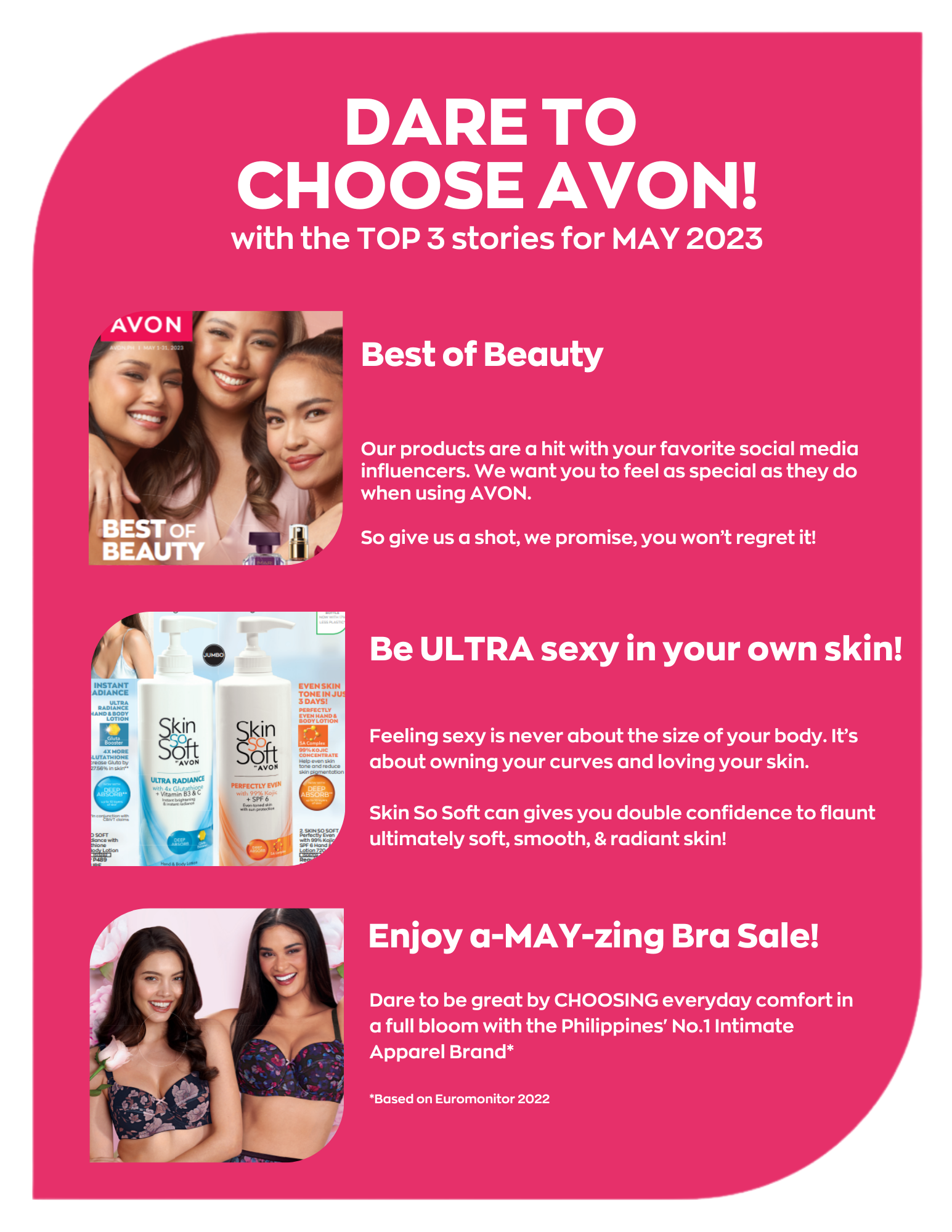 **based on Avon Rewards New Rep LOA 1-3 study from July-December 2022